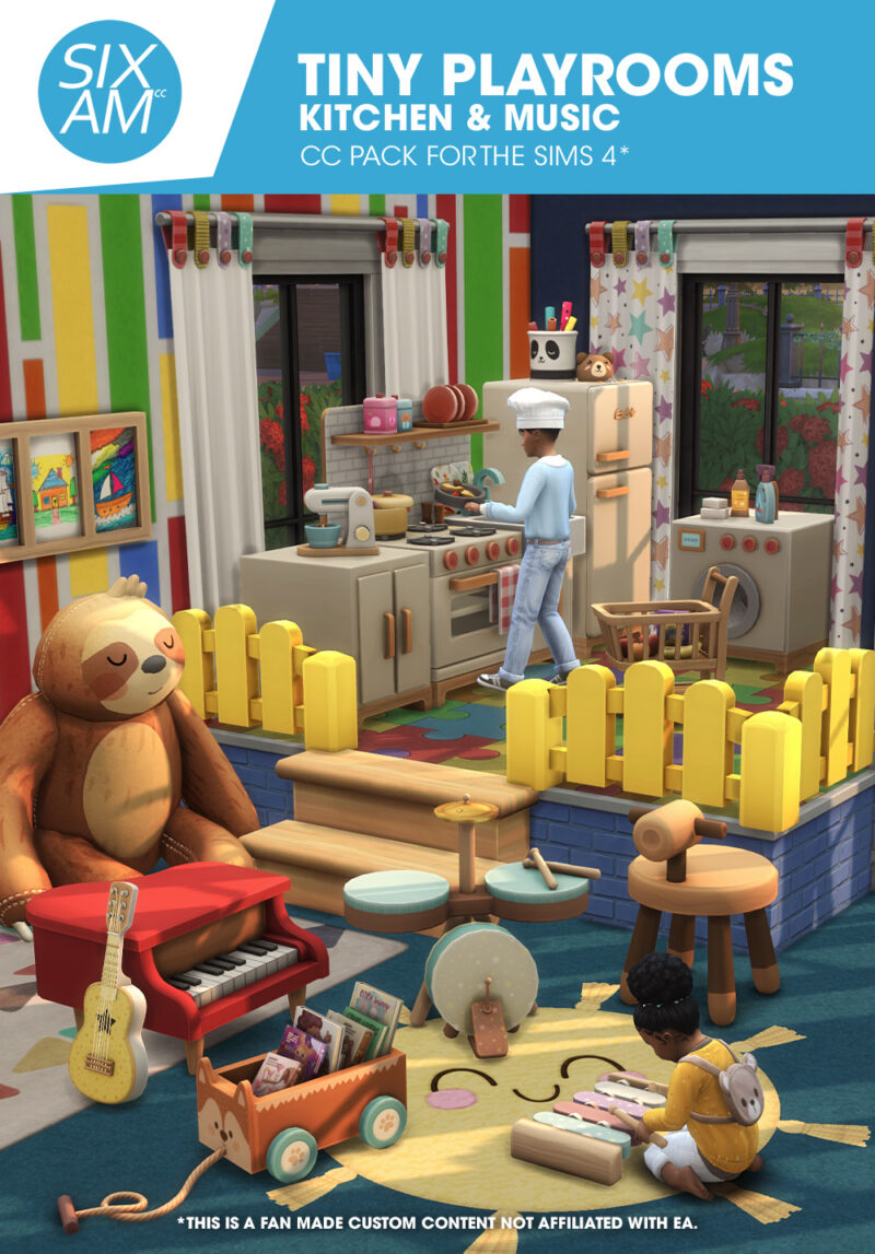 Sims 4 CC Pack – Tiny Playrooms: Kitchen & Music