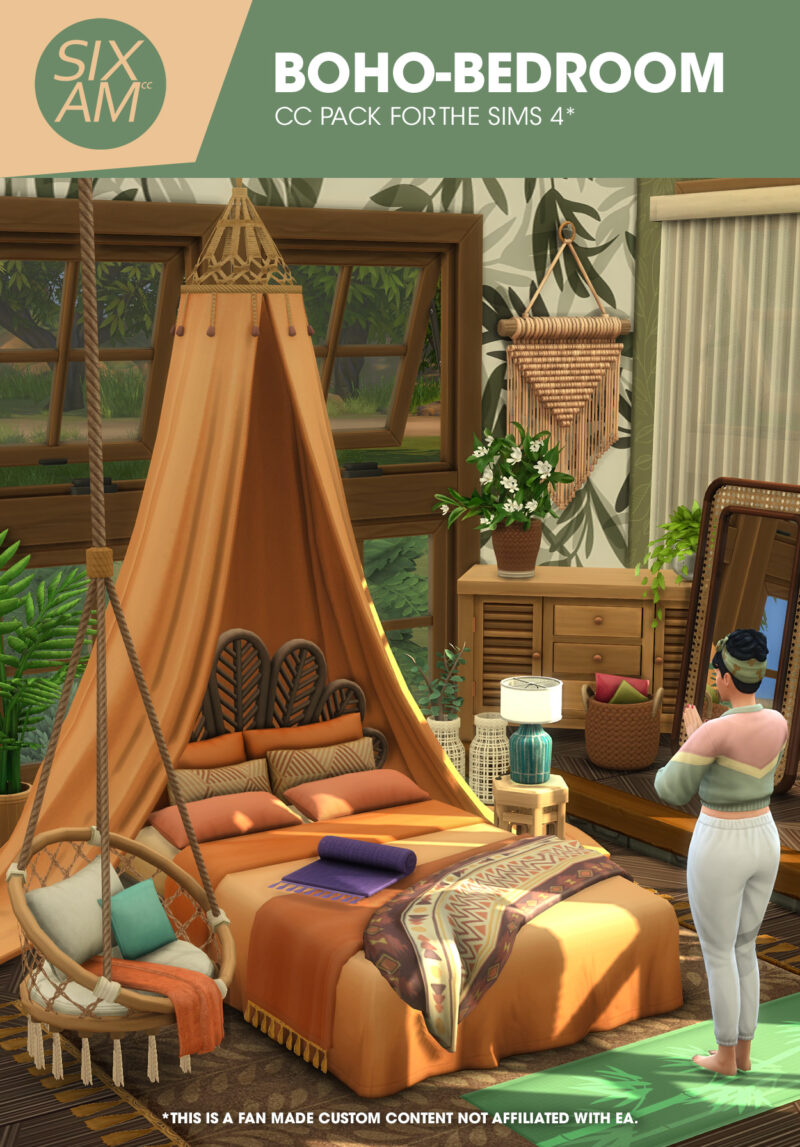 Boho Bedroom (Sims 4 CC Pack)