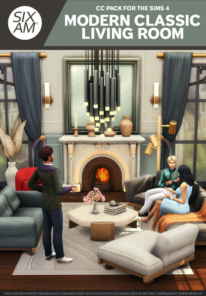 Modern Classic Living Room (CC Pack For The Sims 4)